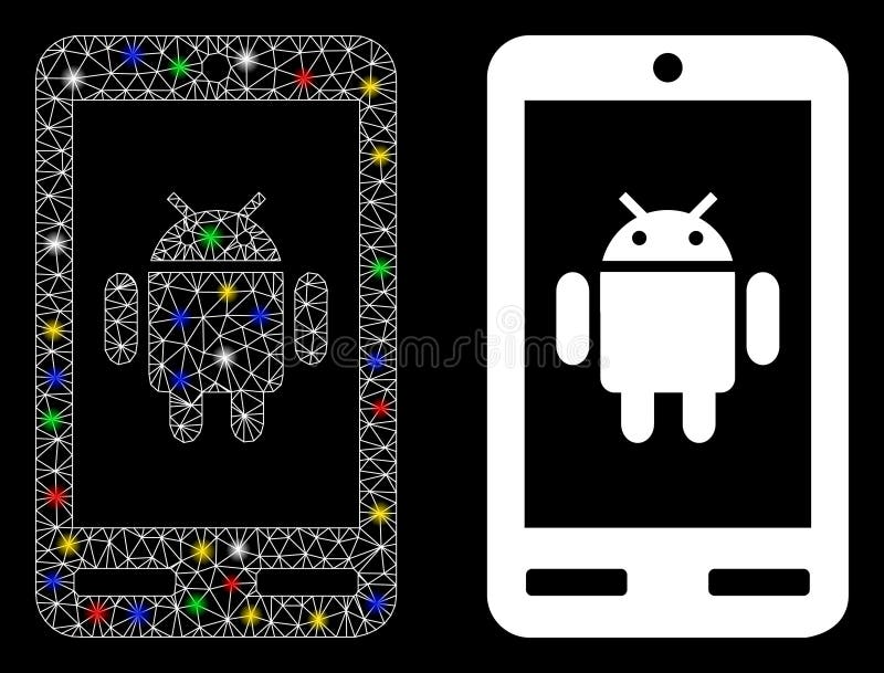 Flare Mesh Carcass Android Phone Icon with Flare Spots Editorial Stock ...