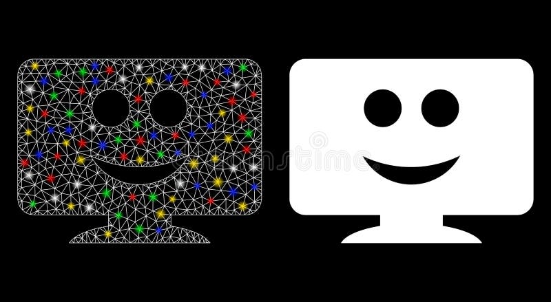 Flare Mesh Network Display Smile Icon with Flare Spots Stock Vector ...