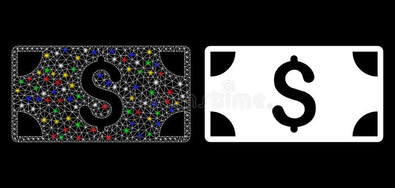 Glossy Mesh Network Dollar Banknote Icon with Flare Spots Stock ...