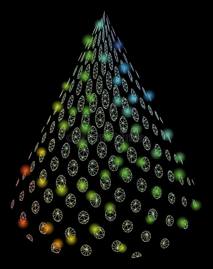 Flare Mesh Network Dotted Abstract Cone with Flare Spots Stock Vector ...