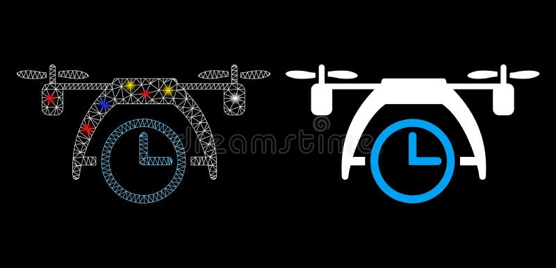 Flare Mesh 2D Drone Clock Icon with Light Spots Stock Illustration ...