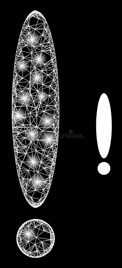Glossy Mesh Exclamation Sign with Bright Glare Spots Stock Vector ...