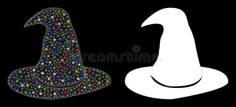 Bright Mesh Wire Frame Hat Icon with Light Spots Stock Illustration ...