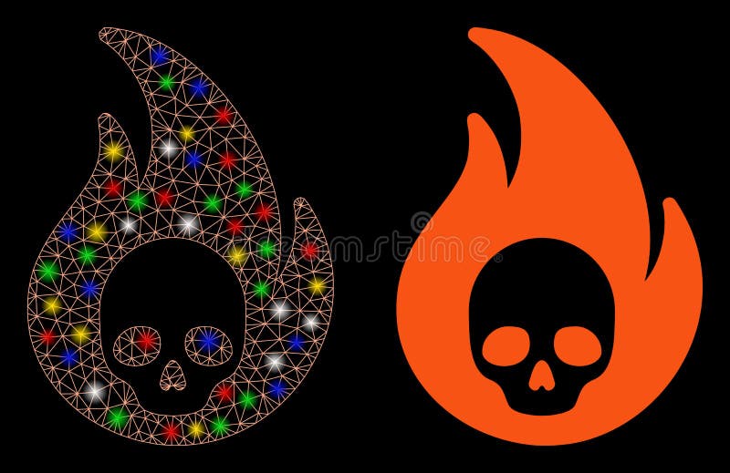 Flare Mesh Network Hellfire Icon with Flare Spots Stock Illustration ...