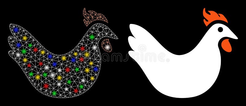 Flare Mesh 2D Hen Icon with Flare Spots Stock Illustration ...