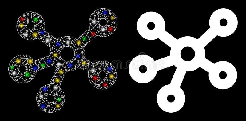 Flare Mesh 2D Hub Links Icon with Flare Spots Stock Vector ...