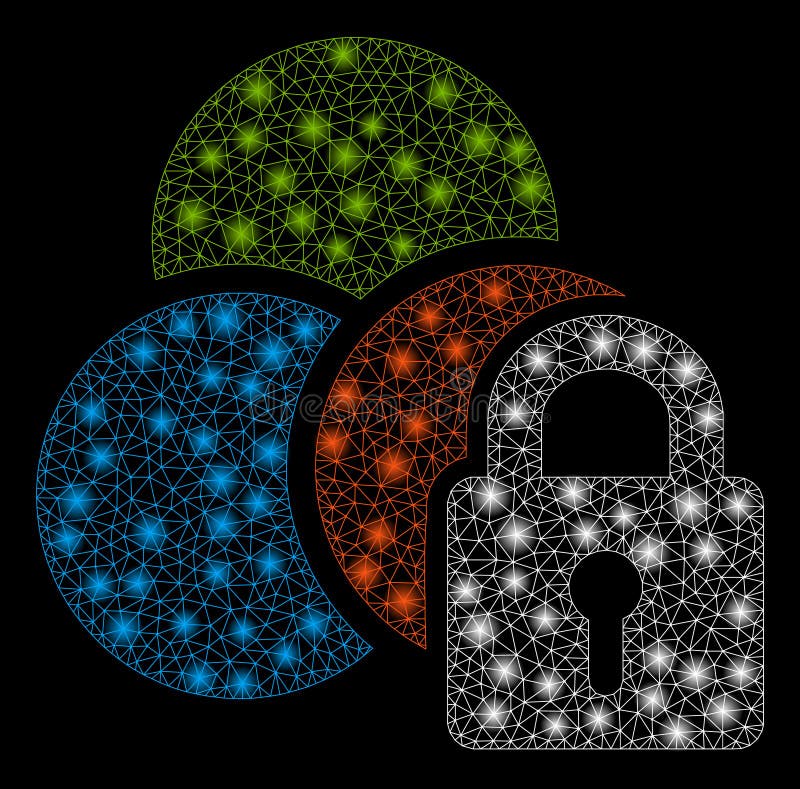 Glowing Mesh Network Lock Colors with Light Spots Stock Vector ...