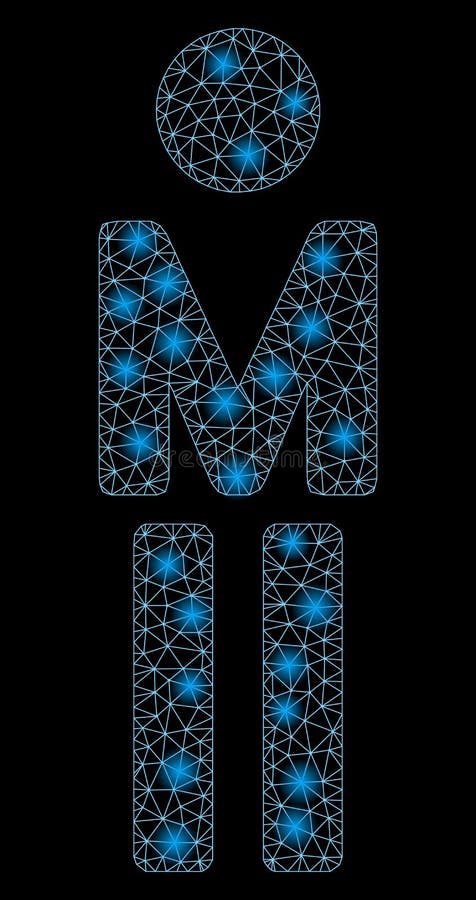 Glossy Mesh Wire Frame Man with Flare Spots Stock Vector - Illustration ...