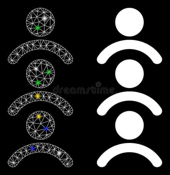 Flare Mesh 2D Man Queue Icon with Light Spots Stock Illustration ...