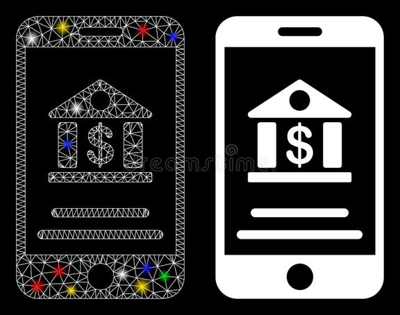 Flare Mesh Network Mobile Banking Icon with Flare Spots Stock Vector ...