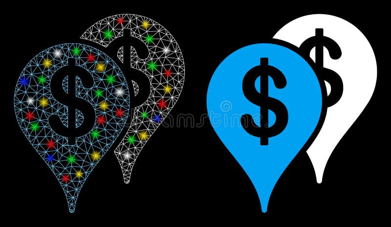 Glossy Mesh Network Bank Map Pointers Icon with Flare Spots Stock ...