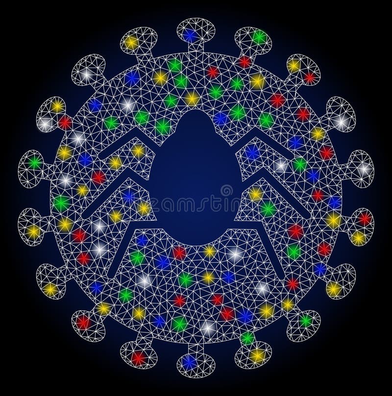 Glossy Mesh Network Bug Virus with Color Flare Spots Stock Illustration ...