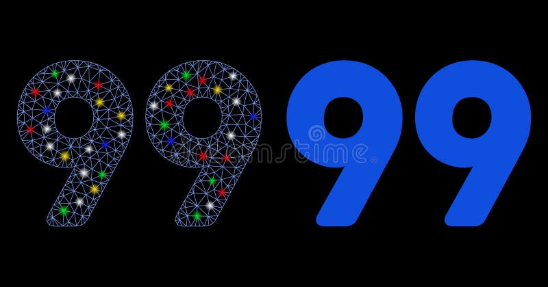 Glossy Mesh Network 99 Digits Text Icon with Flare Spots Stock ...