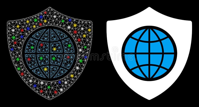 Glossy Mesh Network Global Shield Icon with Light Spots Stock Vector ... Glossy Mesh Network Global Shield Icon with Light Spots Stock Vector ...