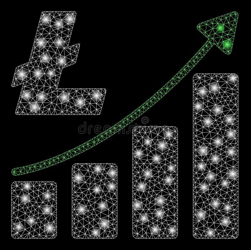 Glossy Mesh Network Litecoin Growth Graph with Flash Spots Stock Vector ...
