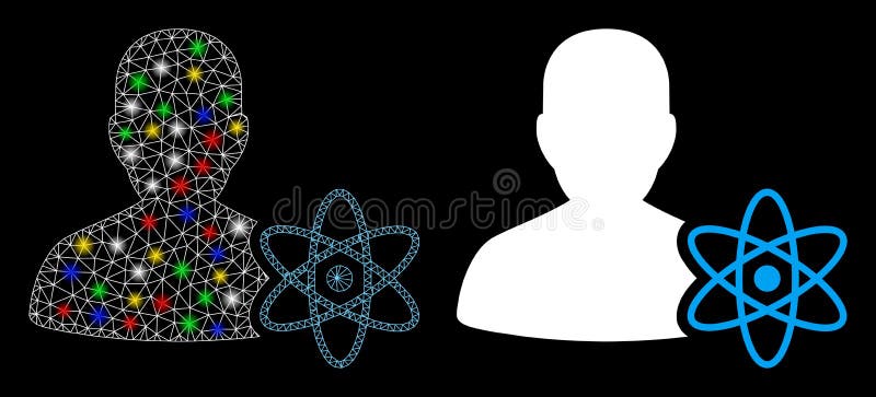 Glossy Mesh Network Physicist Science Icon with Flare Spots Stock ...