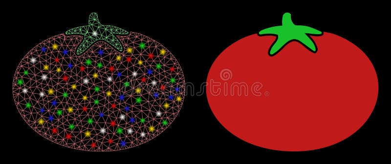 Glossy Mesh Network Tomato Icon with Flare Spots Stock Vector ...