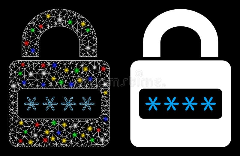 Flare Mesh 2D Password Lock Icon with Flare Spots Stock Vector ...