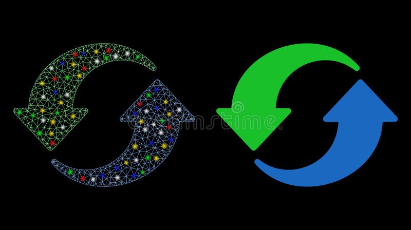 Flare Mesh Network Refresh Icon with Flare Spots Stock Illustration ...
