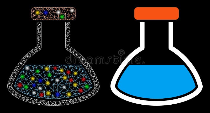 Flare Mesh 2D Rounded Flask Icon with Flare Spots Stock Vector ...