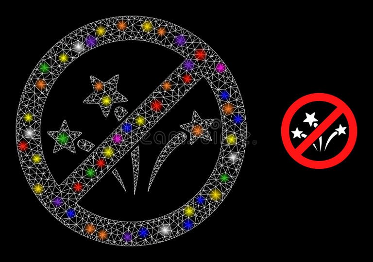 Bright Net Stop Fireworks Icon with Glare Colored Lightspots Stock ...