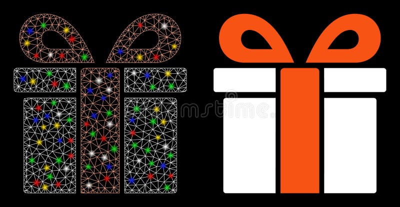 Flare Mesh 2D Surprize Box Icon with Flare Spots Stock Vector ...
