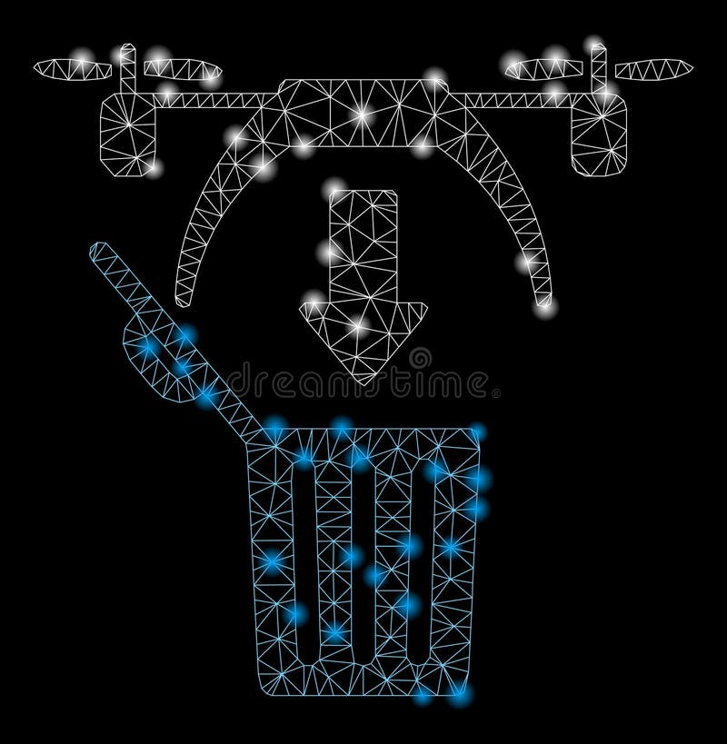 Bright Mesh 2D Trash Drone with Flash Spots Stock Vector - Illustration ...