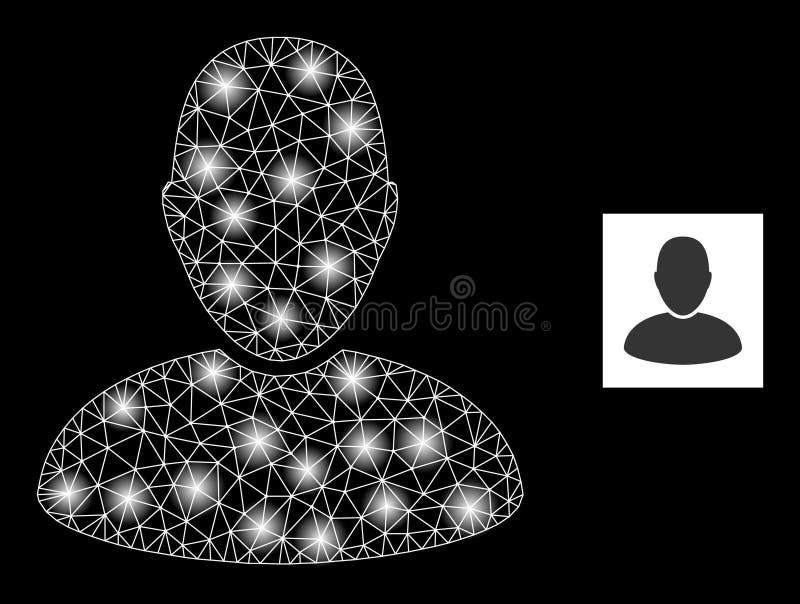 Glossy Mesh User Icon with Glare Lightspots Stock Vector - Illustration ...