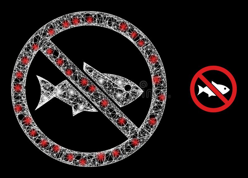 Polygonal Carcass Mesh Forbidden Fish with Light Spots Stock Vector ...