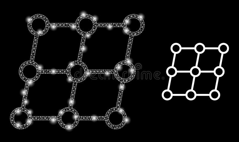 Polygonal Carcass Mesh Shifted Grid Nodes With Magic Stock Vector