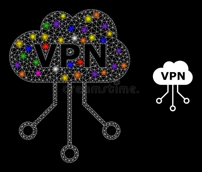 Bright Net VPN Cloud Icon with Glare Color Lightspots Stock Vector ...