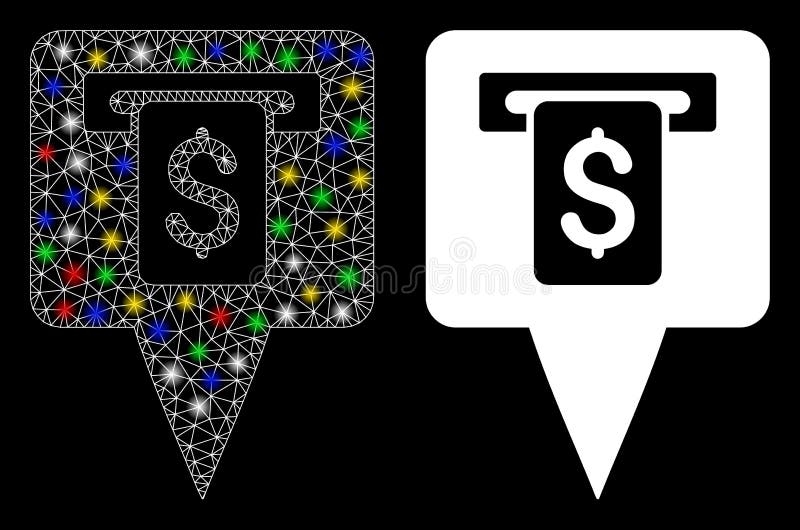 Glossy Mesh Wire Frame Cash Machine Map Pointer Icon with Light Spots ... Glossy Mesh Wire Frame Cash Machine Map Pointer Icon with Light Spots ...