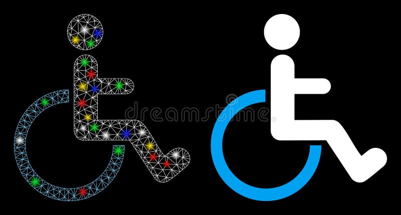 Glossy Mesh Wire Frame Disabled Person Icon with Light Spots Stock ... Glossy Mesh Wire Frame Disabled Person Icon with Light Spots Stock ...