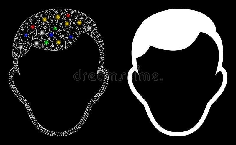 Man Face Template Vector Mesh Network Model and Triangle Mosaic Icon ...