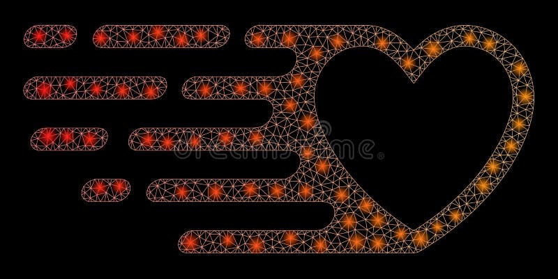 Glossy Mesh Wire Frame Fast Love Heart with Flare Spots Stock ...