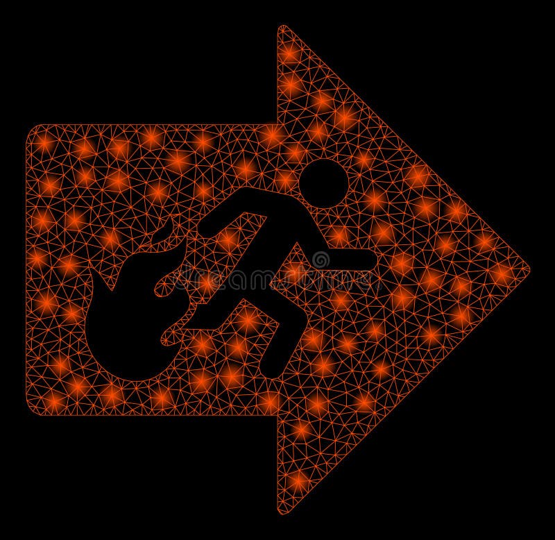 Glossy Mesh Wire Frame Fire Exit with Flare Spots Stock Vector ...