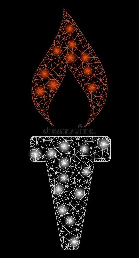 Glossy Mesh Wire Frame Fire Torch with Flare Spots Stock Vector ...