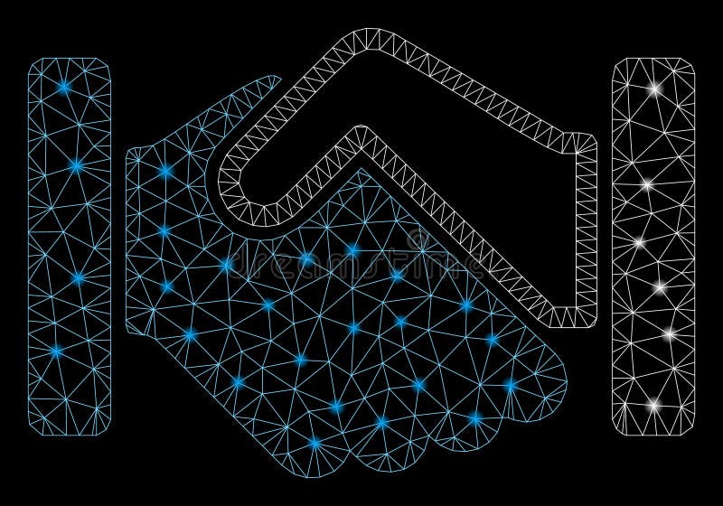 Glossy Mesh Wire Frame Handshake with Light Spots Stock Vector ...
