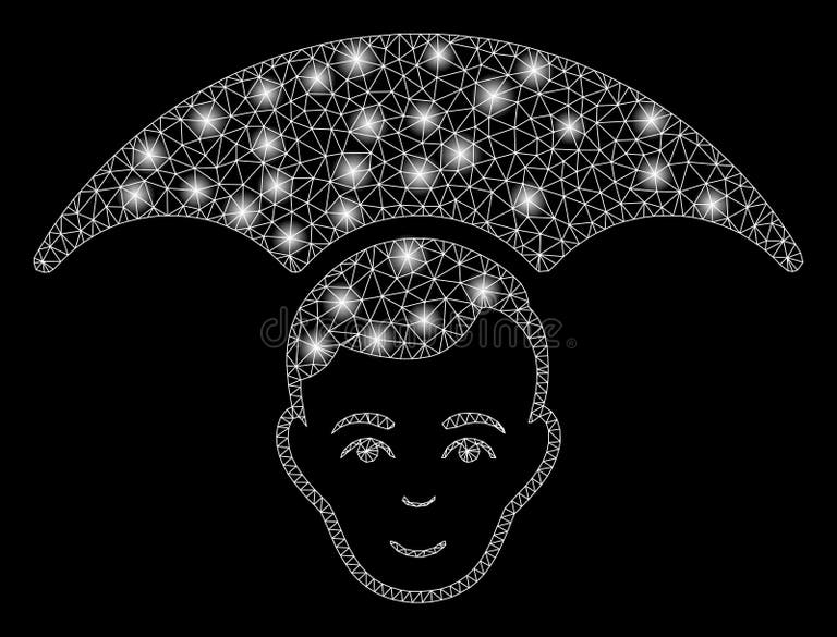 Glossy Mesh Wire Frame Head Umbrella with Flare Spots Stock Vector ...