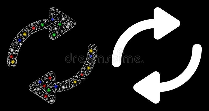 Glossy Mesh Wire Frame Refresh Icon with Flash Spots Stock Vector ...