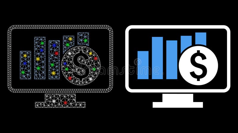 Glossy Mesh Wire Frame Stock Market Monitoring Icon with Flash Spots ... Glossy Mesh Wire Frame Stock Market Monitoring Icon with Flash Spots ...