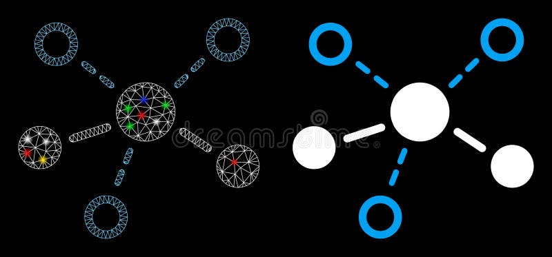 Glossy Mesh Wire Frame Structure Icon with Light Spots Stock Vector ...