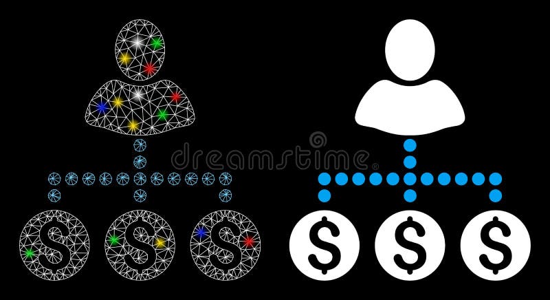 Glossy Mesh Wire Frame User Payments Icon with Light Spots Stock ...