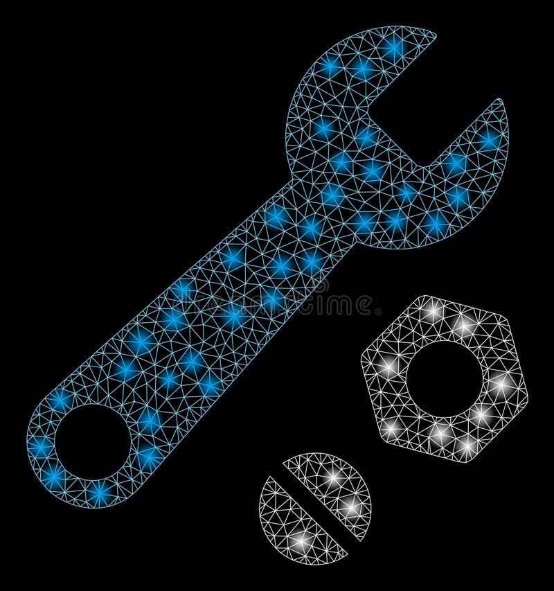 Glossy Mesh Wire Frame Wrench and Nuts with Flare Spots Stock Vector ... Glossy Mesh Wire Frame Wrench and Nuts with Flare Spots Stock Vector ...