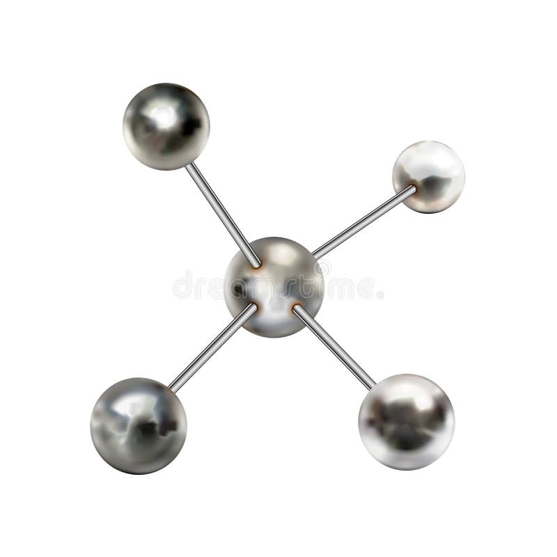Glossy Metal Balls in Abstract Chemical Structure on White Stock ...