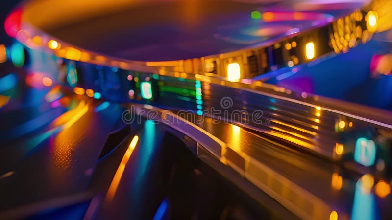 The Glossy Metallic Sheen of an LED Strip Gleaming Like a Rainbow Under ...