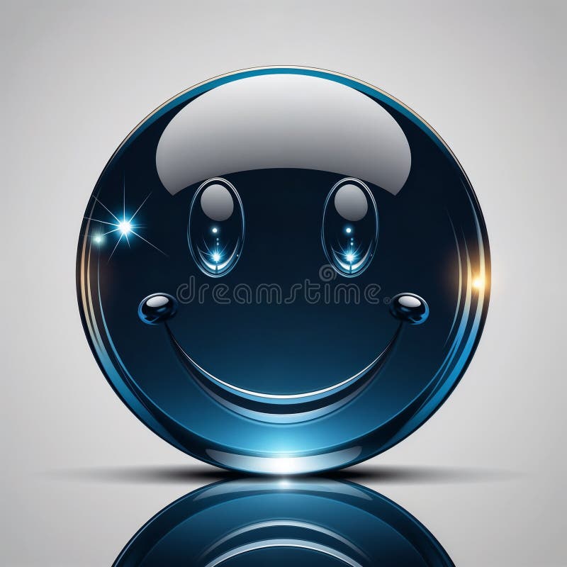 Glossy Metallic Smiley Face with Reflective Surface and Highlights ...