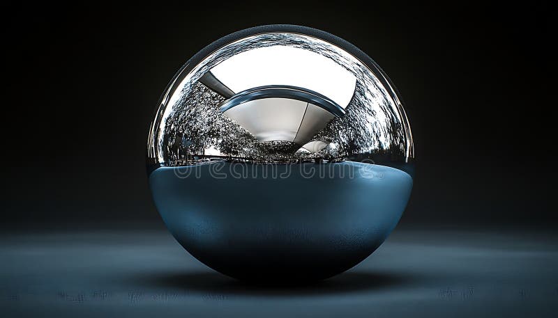 Glossy Metallic Sphere Resting Against a Black Background Stock ...