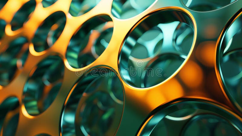 Glossy Metallic Surface with Holes Pattern Closeup 3d Rendering Image ...