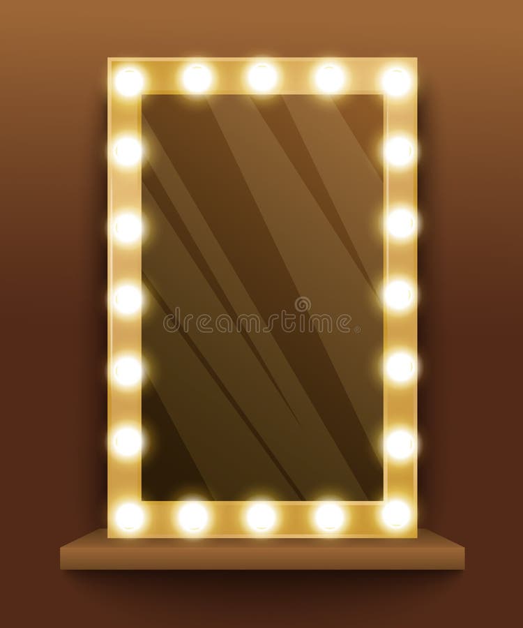 Glossy Mirror with Makeup Light Bulps in the Dressing Room, Concept ...
